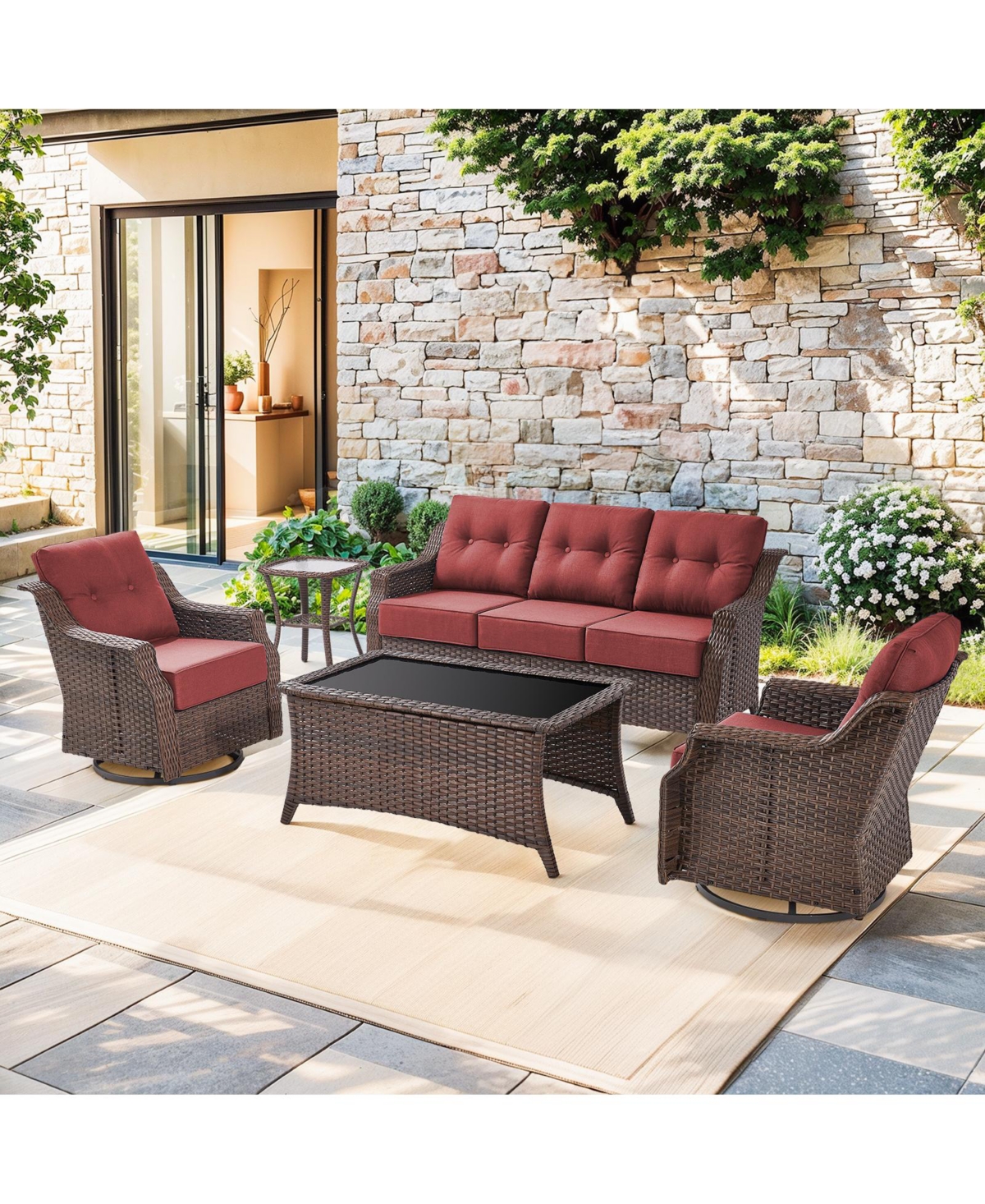 Click here for Pocassy 5-piece Outdoor Conversation Set With 6inc... prices