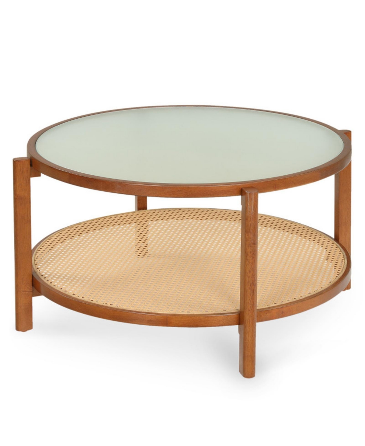 Click here for Sugift 2-Tier Rattan Coffee Table with Frosted Tem... prices