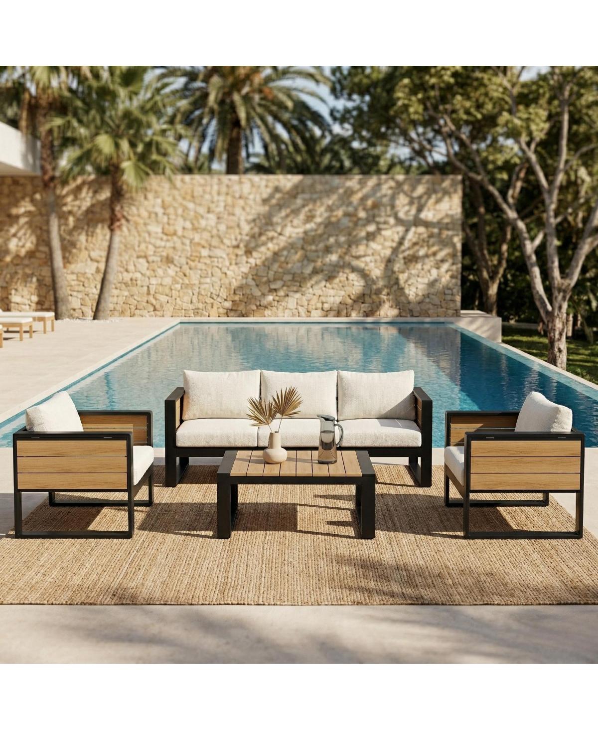Click here for Asagikoiai 4 Piece Aluminum Patio Furniture Set wi... prices