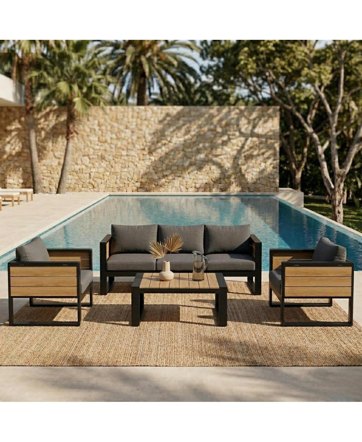 Click here for Asagikoiai 4 Piece Aluminum Patio Furniture Set wi... prices