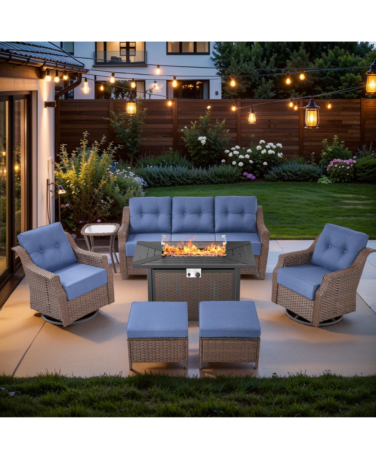 Click here for Pocassy 7-Piece Outdoor Furniture Set with Fire Pi... prices