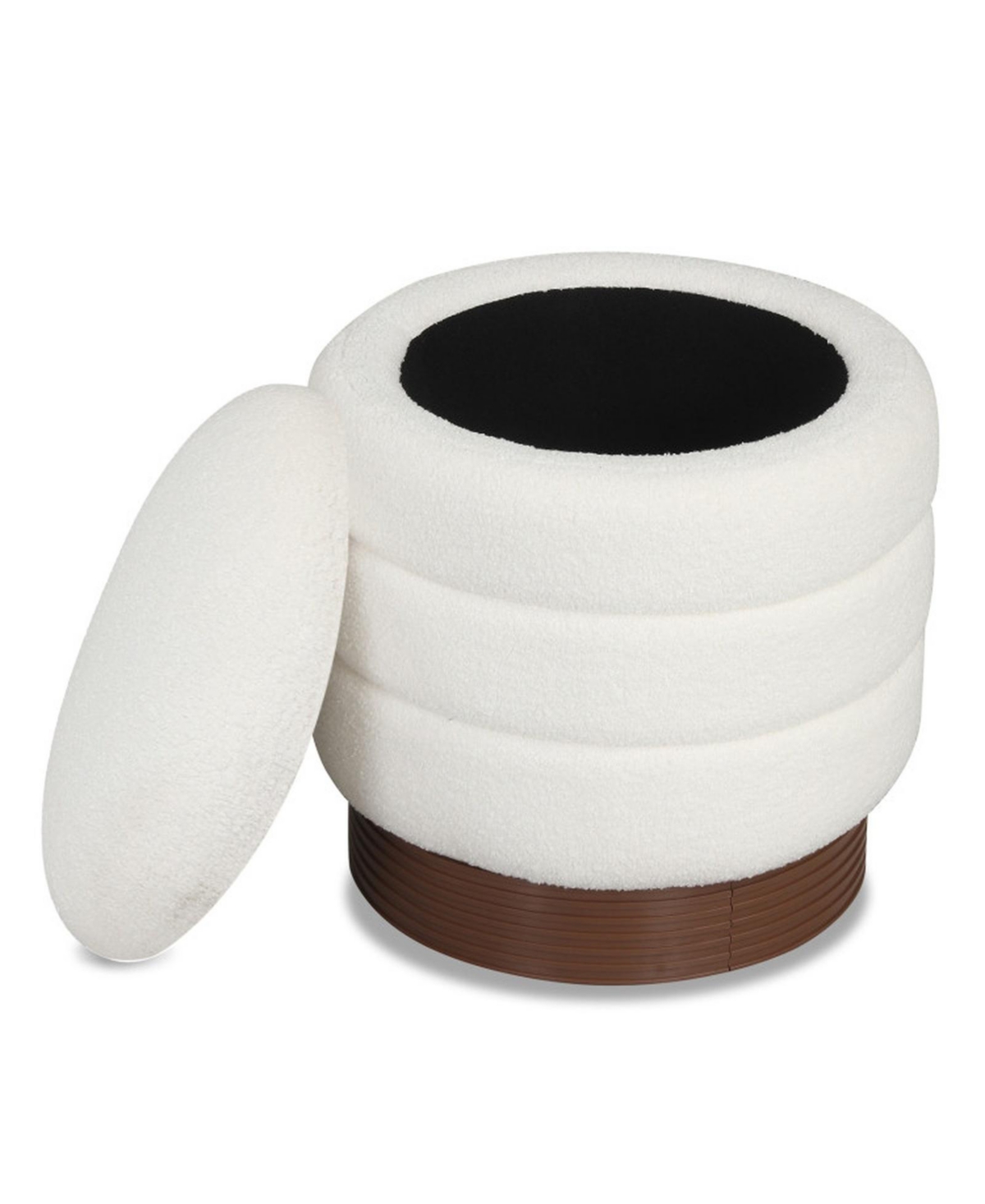 Click here for Sugift Round Storage Ottoman with Acacia Wood Fram... prices
