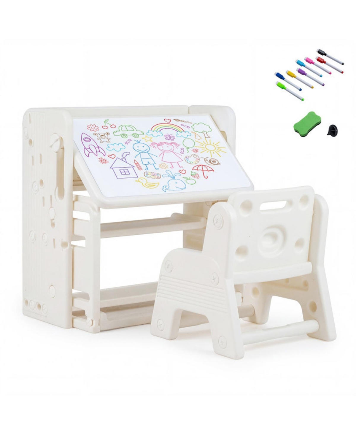 Click here for Sugift Kids Writing Desk and Chair Set with Side B... prices
