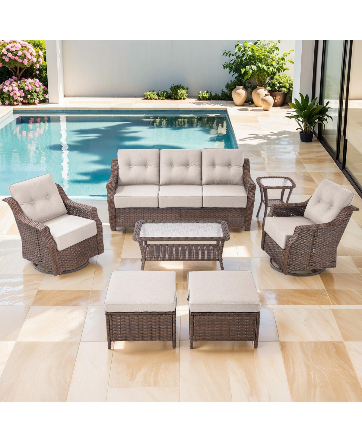 Click here for Pocassy 7-Piece Patio Furniture Set with Outdoor S... prices