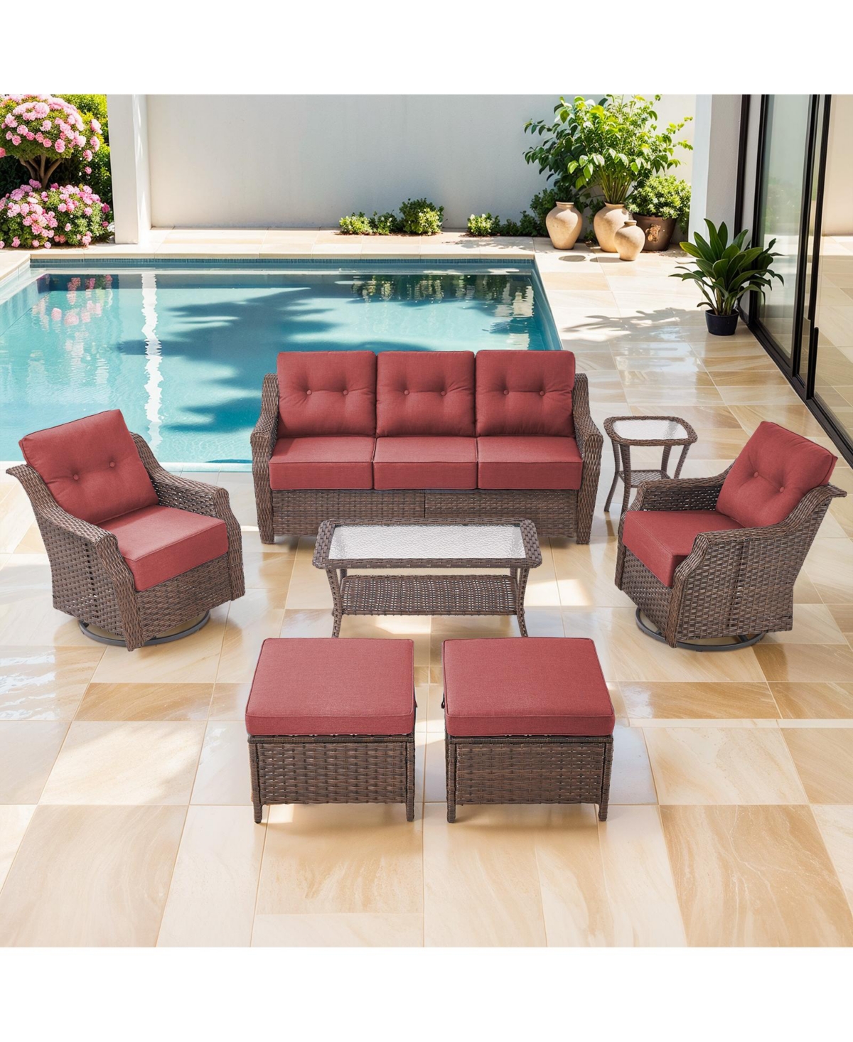 Click here for Pocassy 7-Piece Patio Furniture Set with Outdoor S... prices