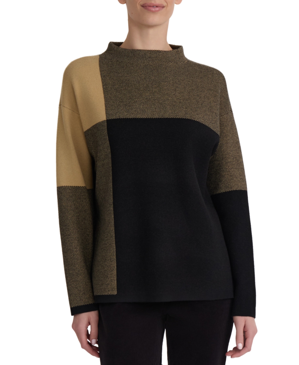 Click here for Jones New York Womens Jacquard Funnel Neck Sweater... prices