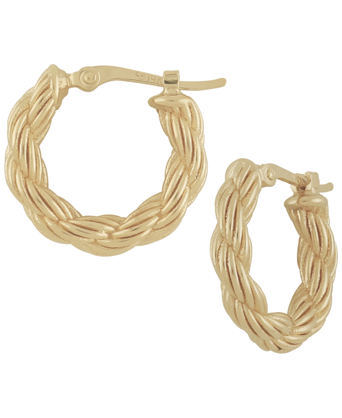 Click here for Macys Sculptured Rope Chain Hoop Earrings in 14k Y... prices