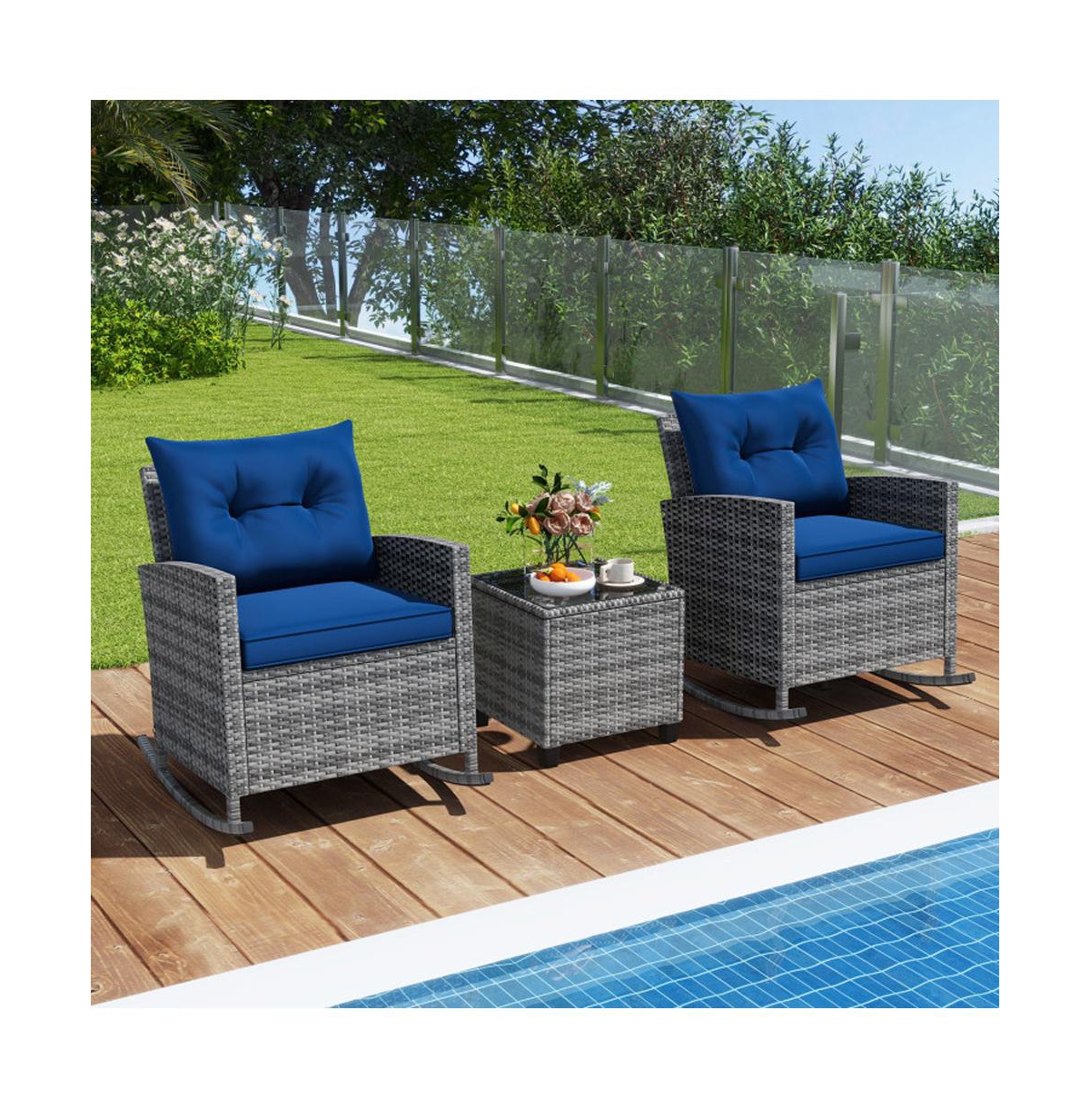 Click here for Boyel Living 3 Piece Patio Rattan Roker Chairs wit... prices