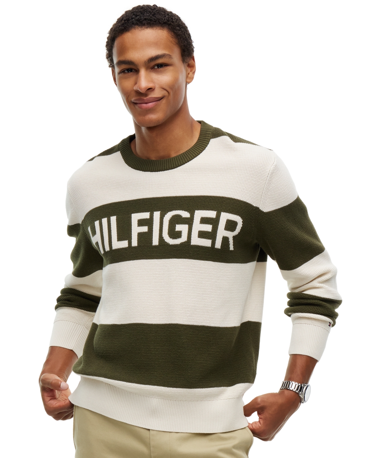 Click here for Tommy Hilfiger Mens Waffle Cotton Crewneck Sweater... prices