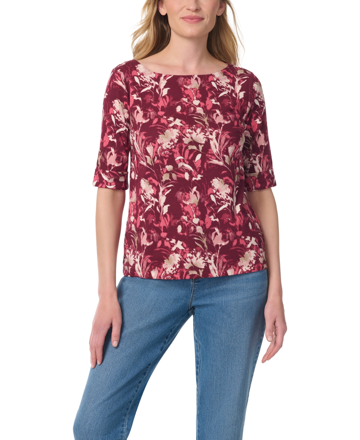Click here for Gloria Vanderbilt Womens Alanis Boat Neck Floral-P... prices