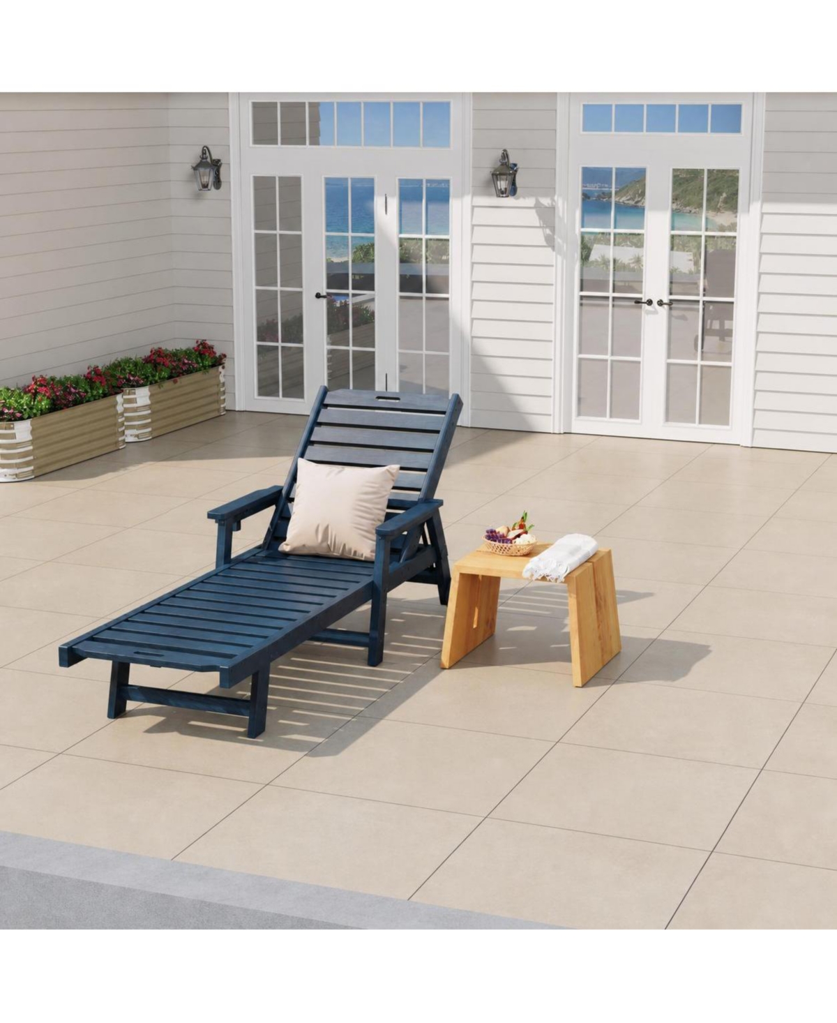 Click here for homfan Hdpe Outdoor Chaise Lounge with Wheels and... prices