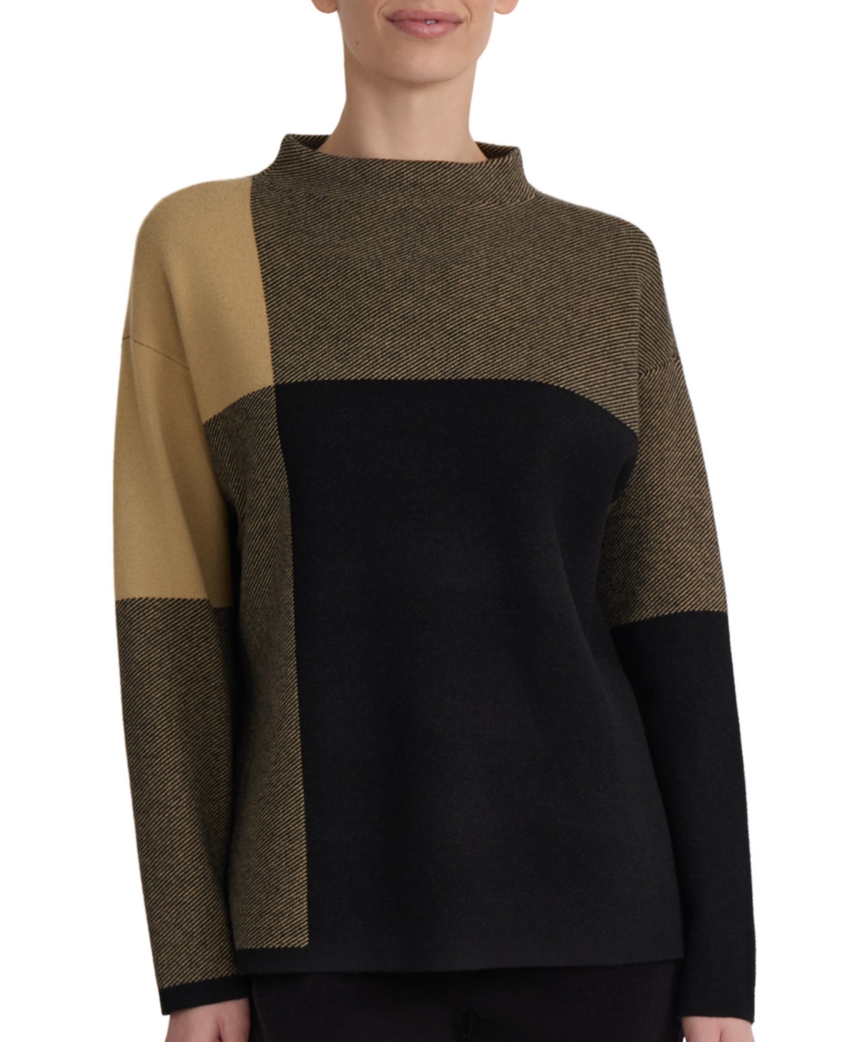 Click here for Jones New York Womens Jacquard Funnel Neck Sweater... prices