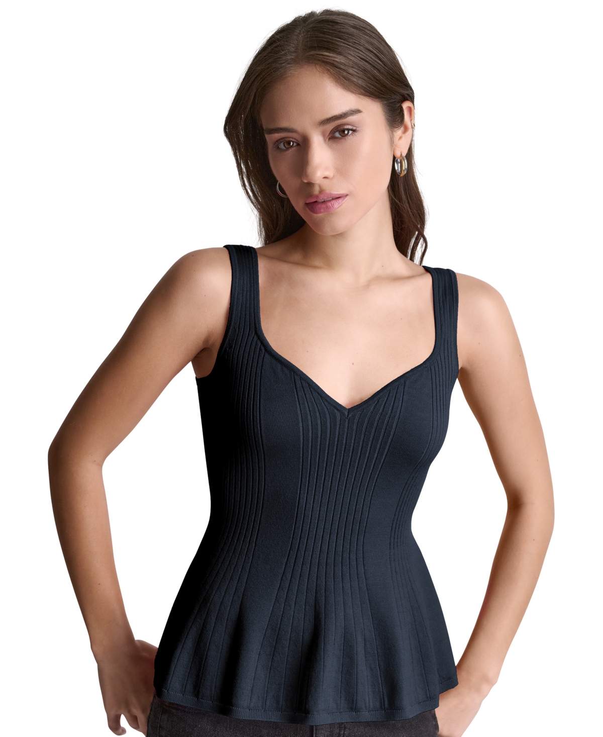 Click here for Bcbg Womens Peplum Rib Sleeveless Tank Top - Deep... prices