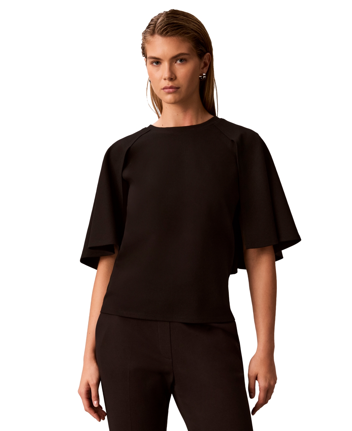 Click here for Calvin Klein Womens Crewneck Short-Sleeve Woven To... prices