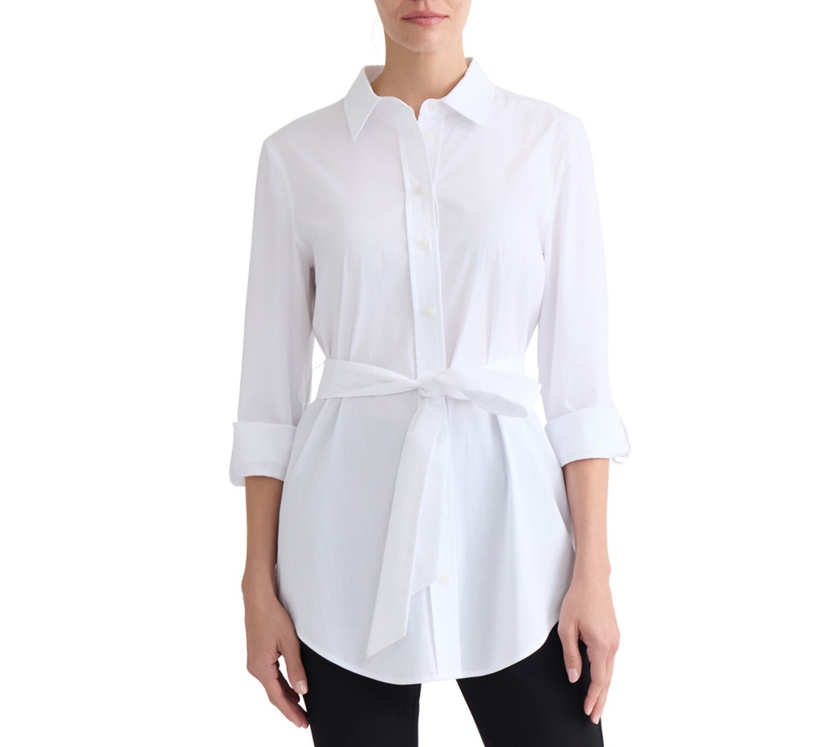 Click here for Jones New York Petite 3/4-Sleeve Belted Tunic Top... prices