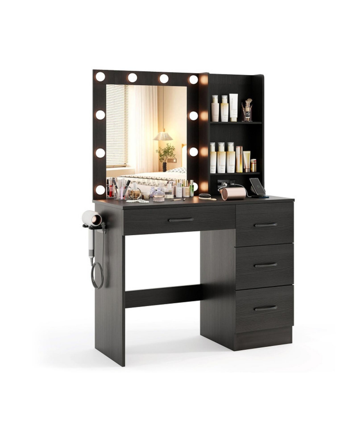 Click here for Sugift Vanity Desk with 3-Color Lighted Mirror Pow... prices