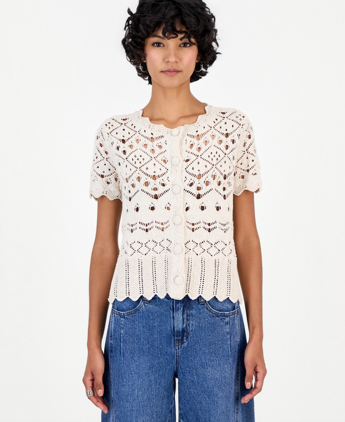 Click here for And Now This Petite Pointelle Short-Sleeve Scallop... prices