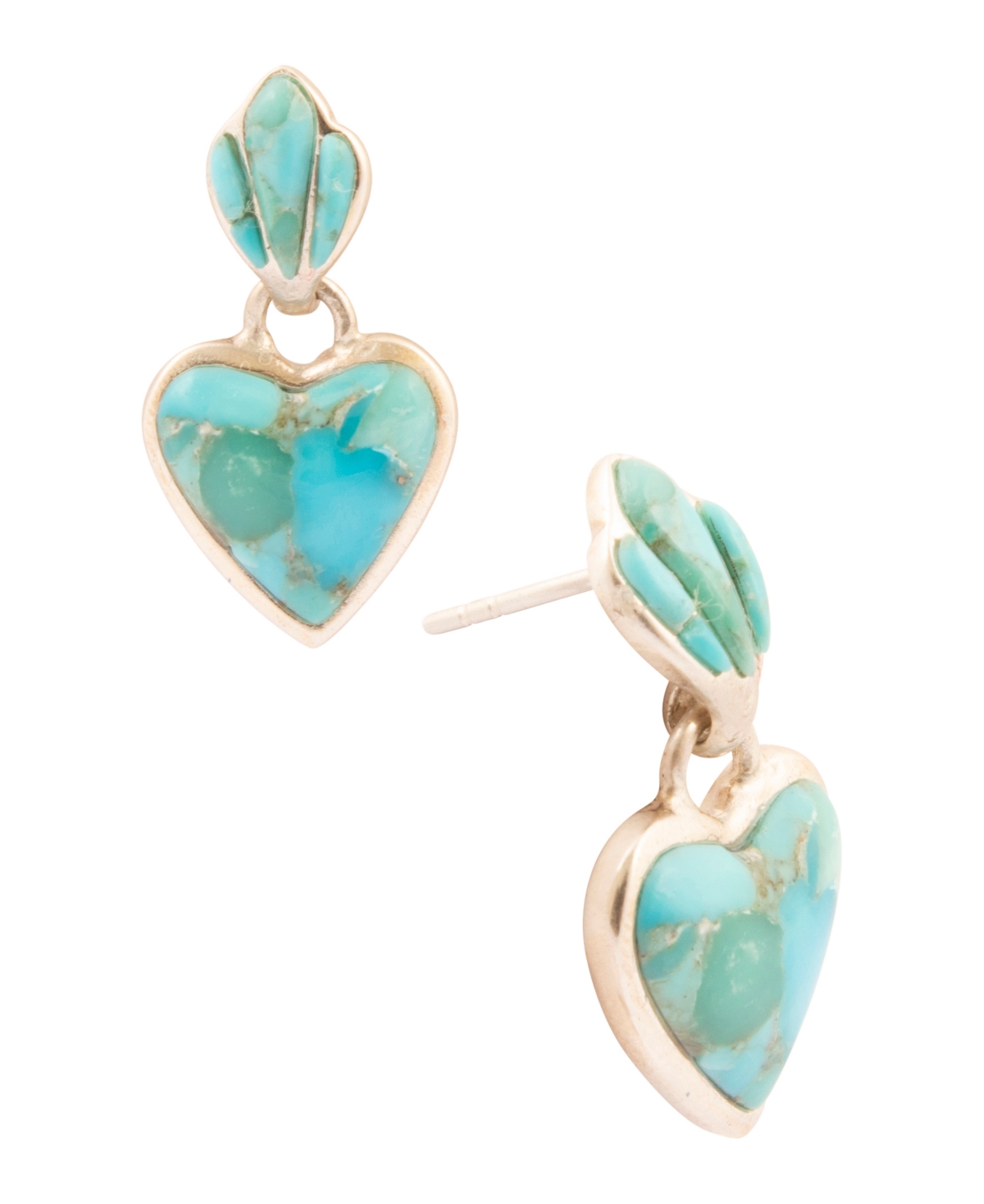 Click here for Barse Blue Turquoise Heart Silver Drop Post Earrin... prices