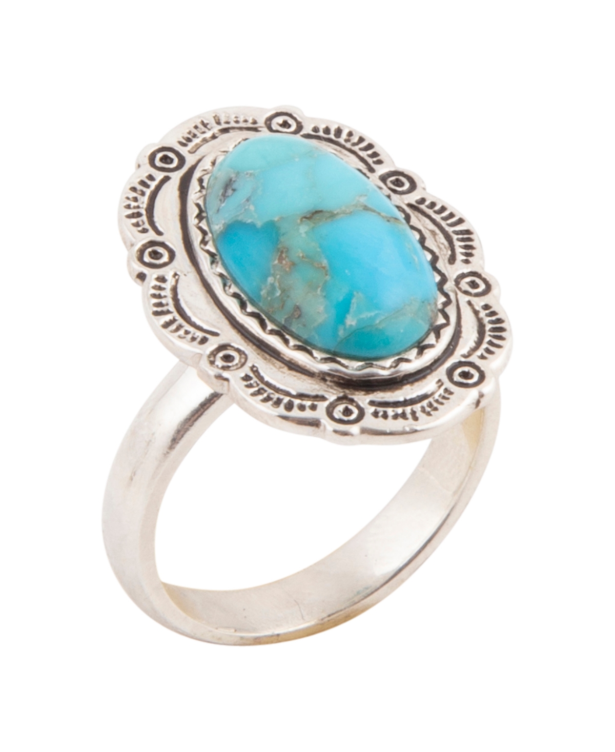 Click here for Barse Bronco Blue Turquoise Silver Concho Ring - S... prices