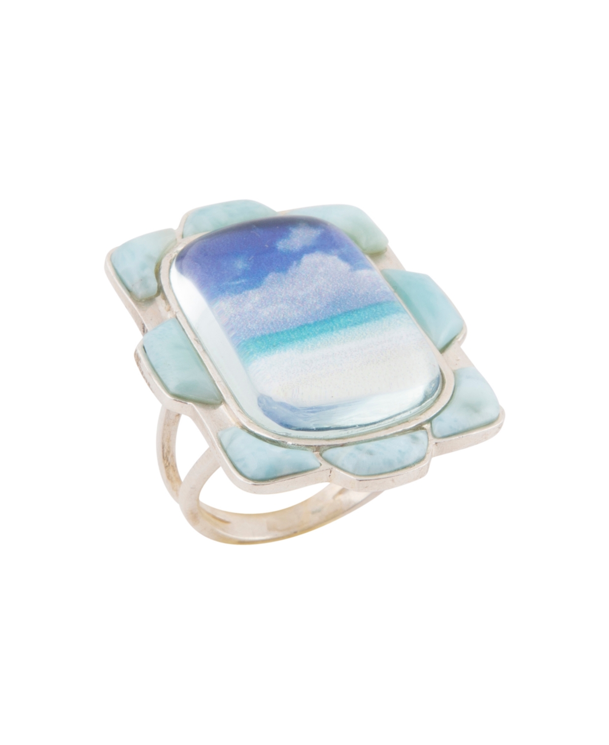 Click here for Barse Scenic Beach Blue Larimar and Silver Ring -... prices