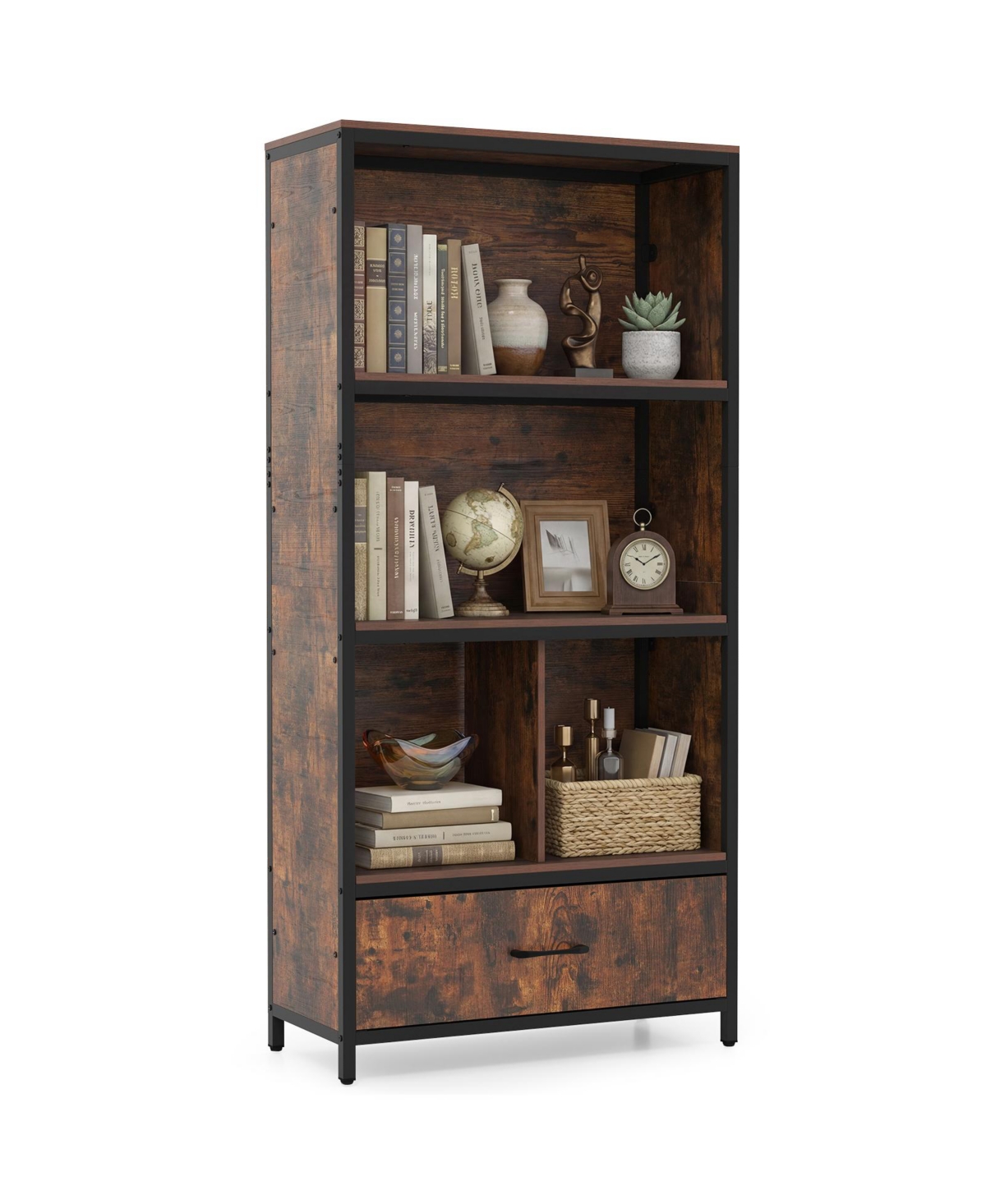 Click here for Costway 5-Tier Industrial Freestanding Bookcase wi... prices