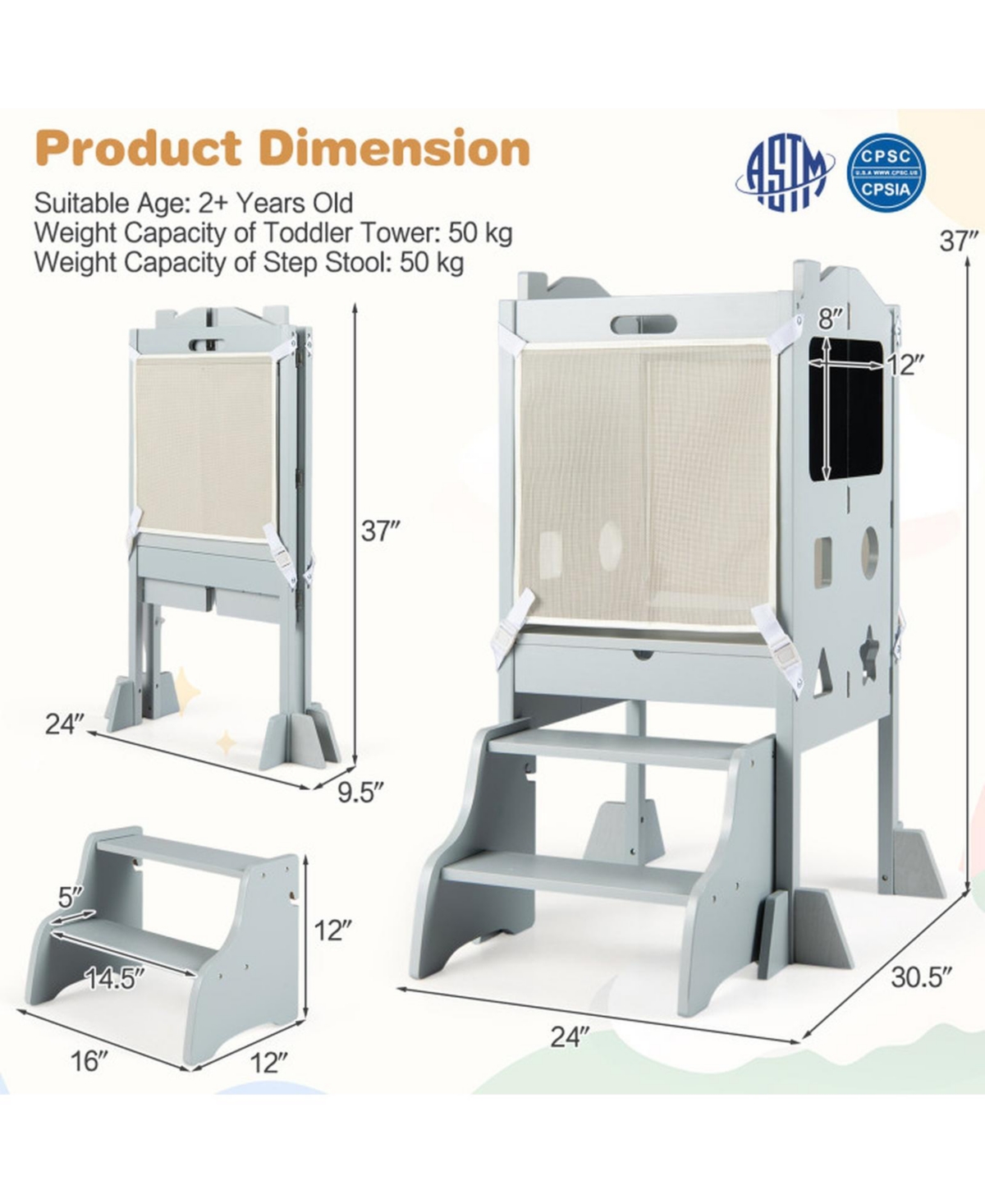 Click here for Hongge 3-In-1 Foldable Toddler Tower Convertible t... prices