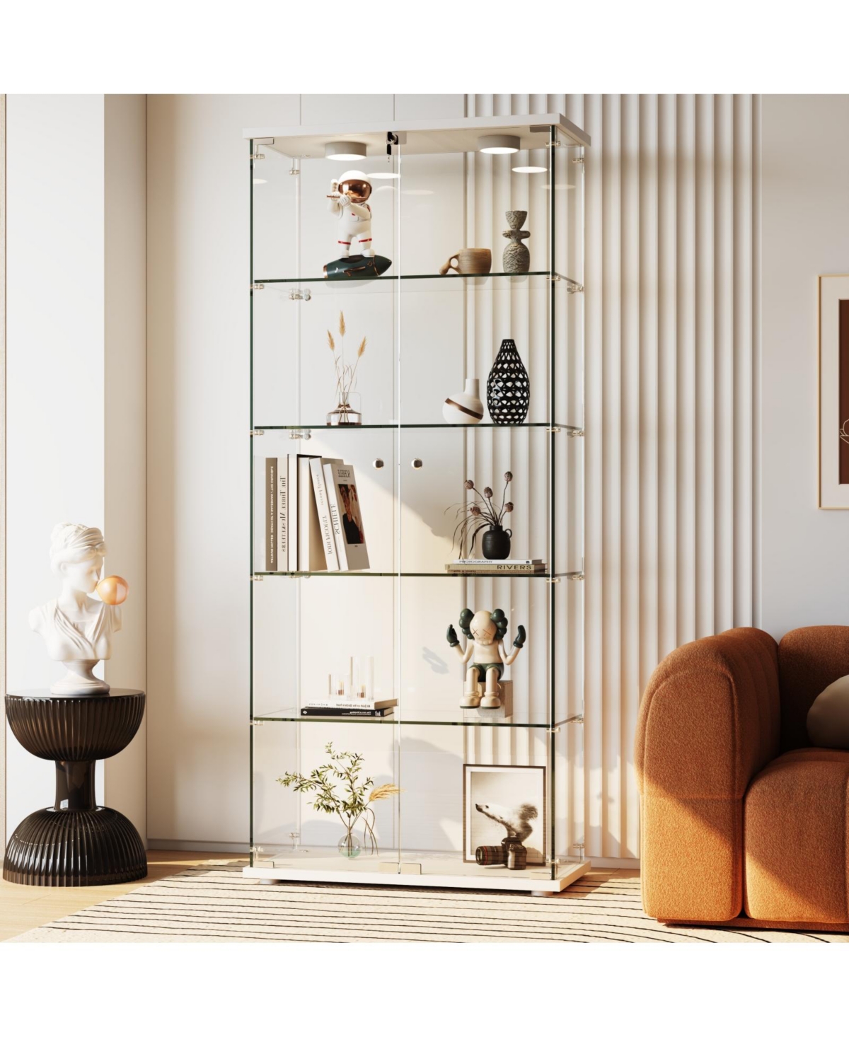 Click here for homfan Led-Lit Glass Display Cabinet  5 Adjustable... prices
