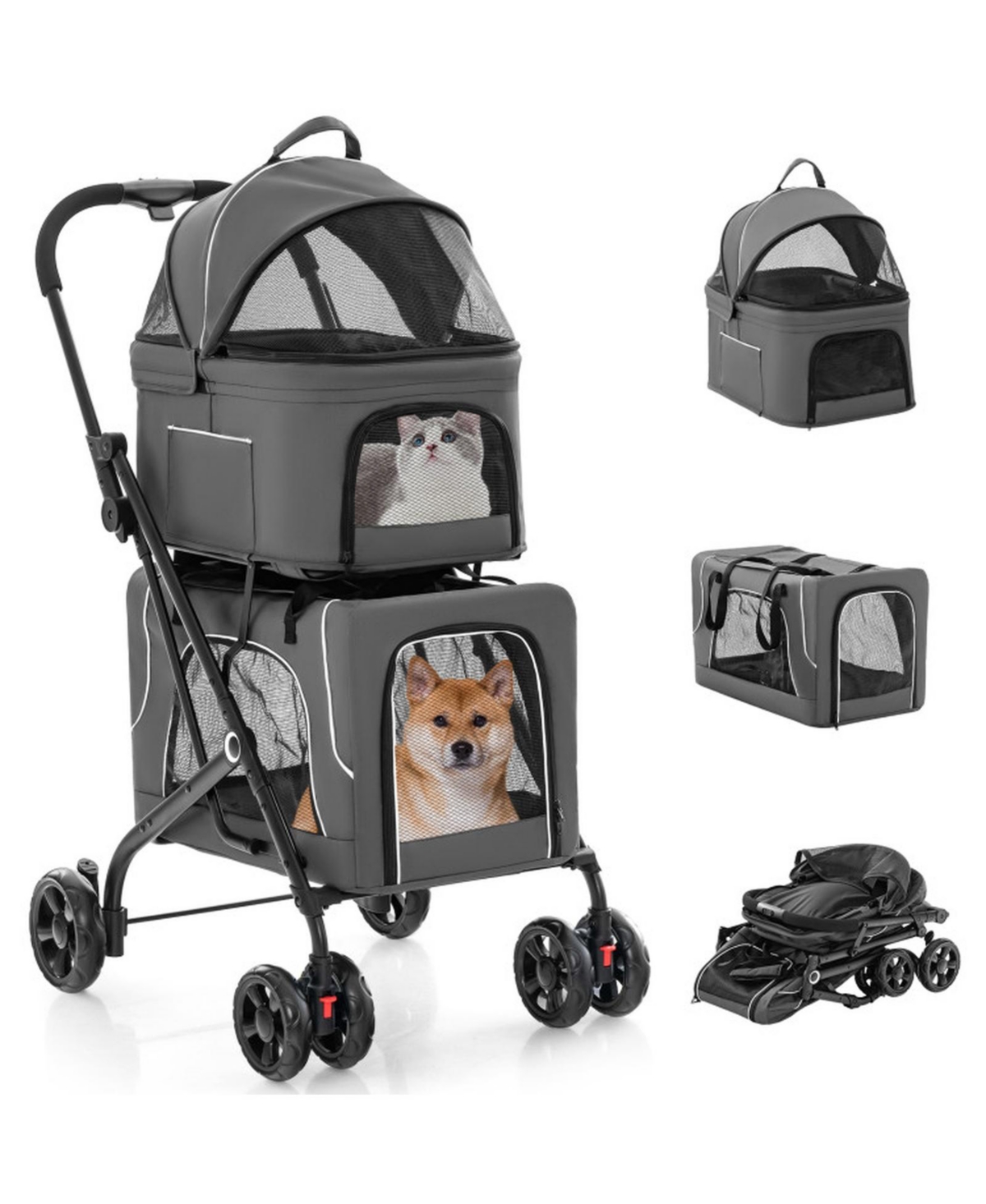 Click here for Hongge Foldable Double Pet Stroller with 2 Detacha... prices