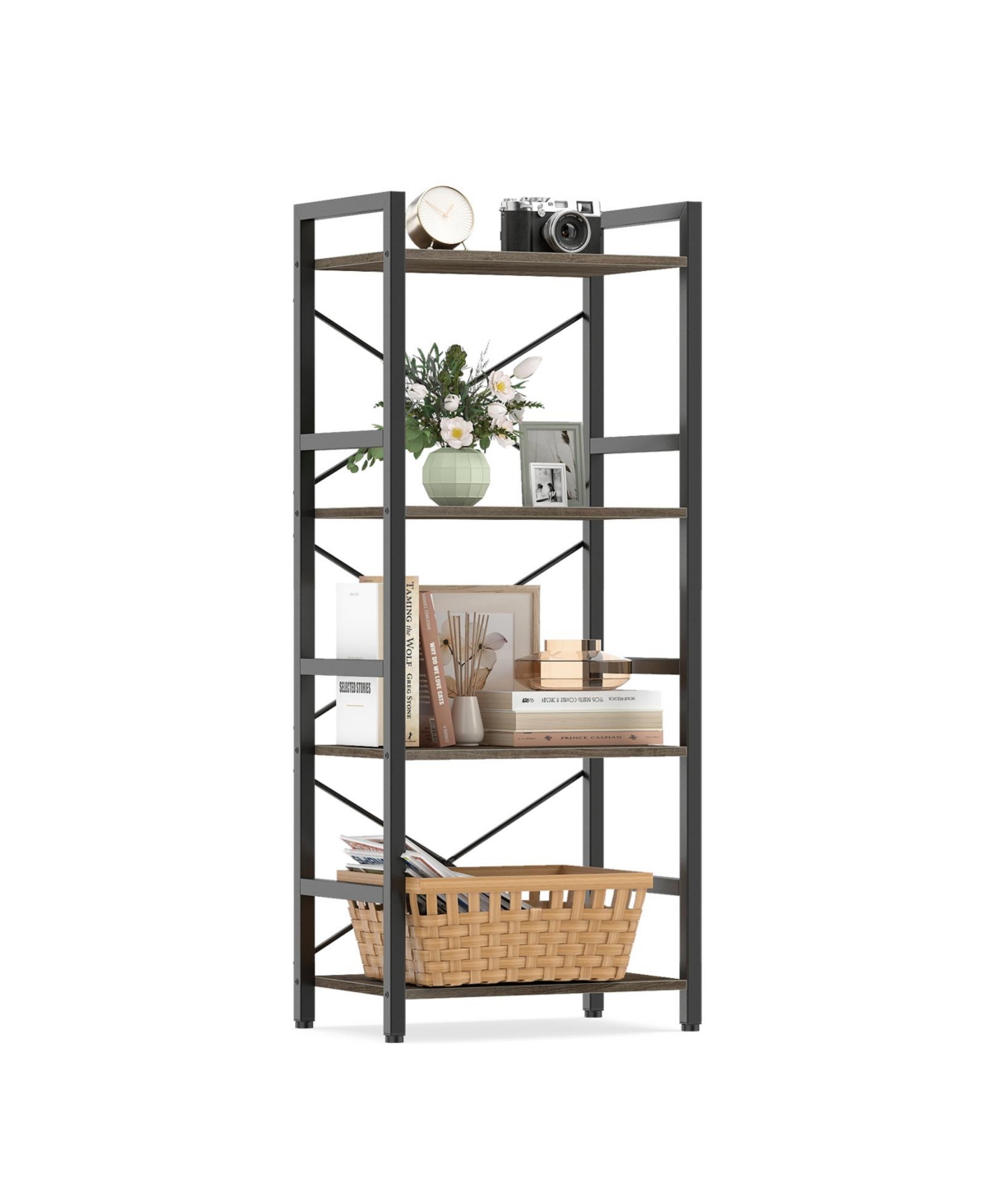 Click here for Costway 4-Tier Bookshelf with Metal Frame and Wood... prices