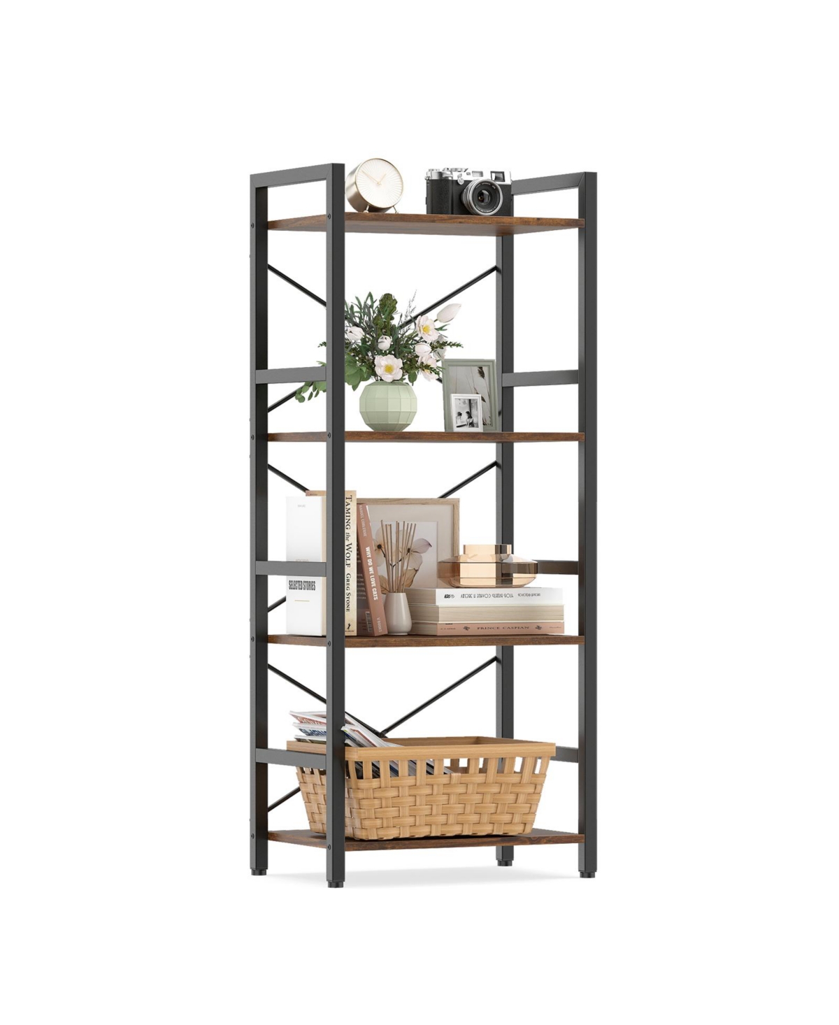 Click here for Costway 4-Tier Bookshelf with Metal Frame and Wood... prices