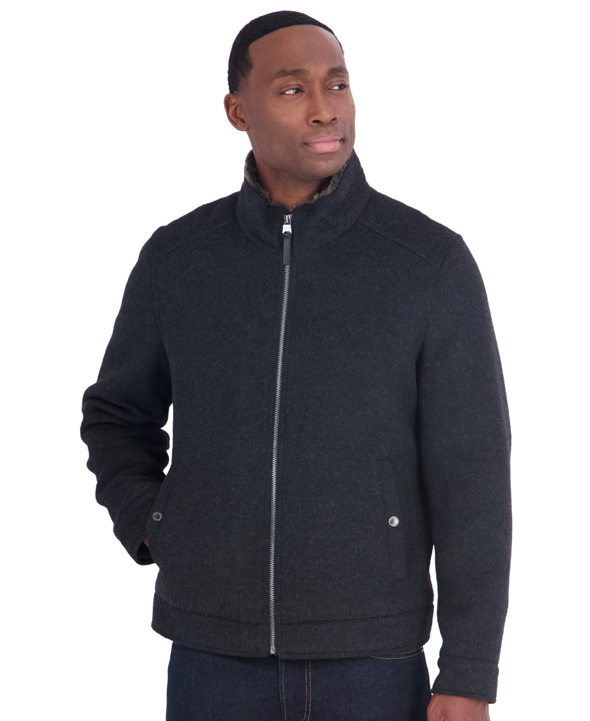 Click here for Michael Kors Mens Wool Hipster Trimmed Collar Jack... prices