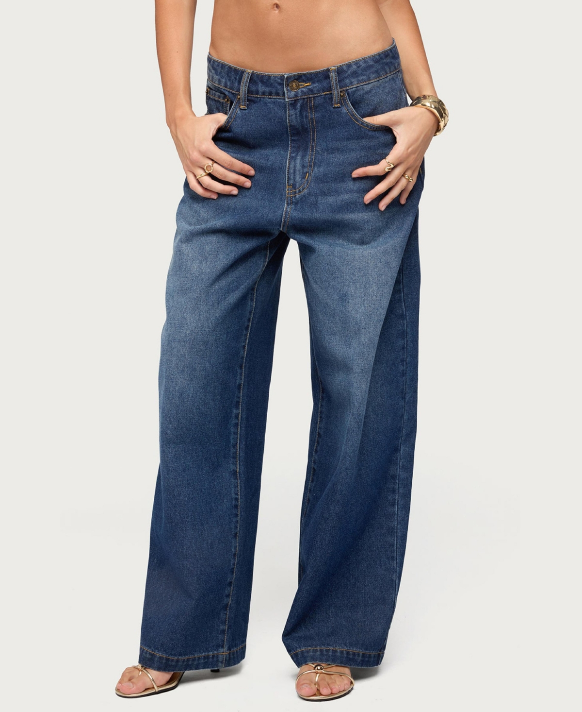 Click here for Edikted Womens Nichol Low Rise Baggy Jeans - Mediu... prices