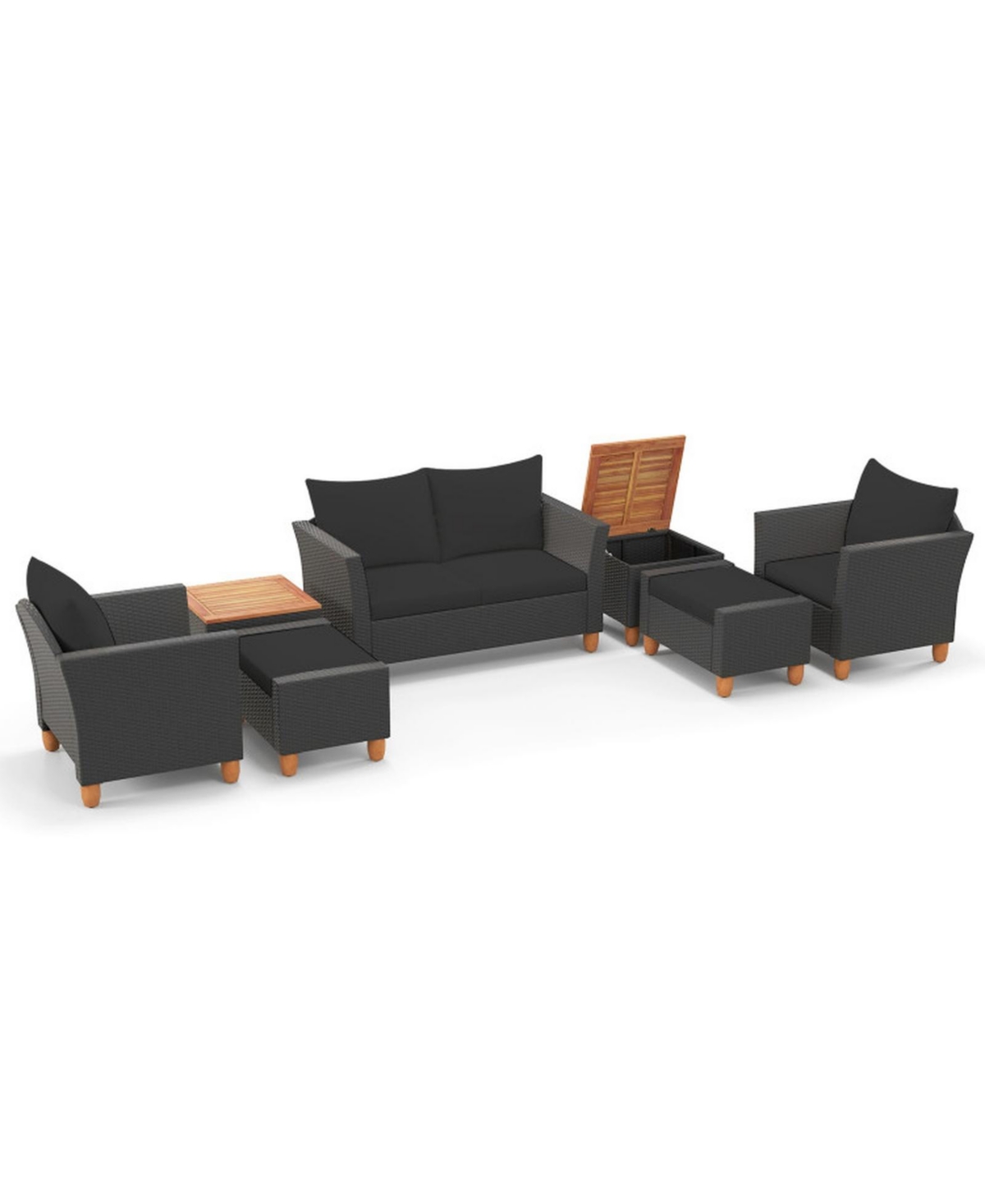 Click here for Sugift 7-Piece Patio Pe Rattan Sectional Sofa Set... prices