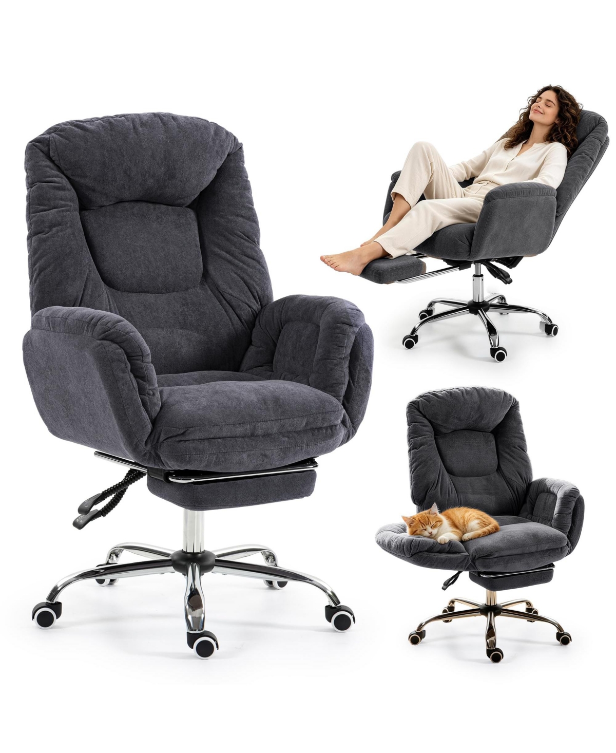 Click here for homfan Ergonomic Office Chair with Footrest  Big a... prices