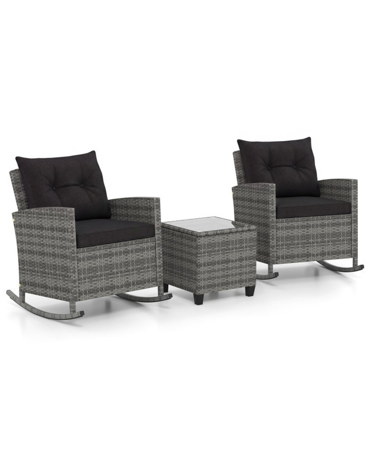 Click here for Sugift 3-Piece Patio Rattan Rocking Chair Set with... prices