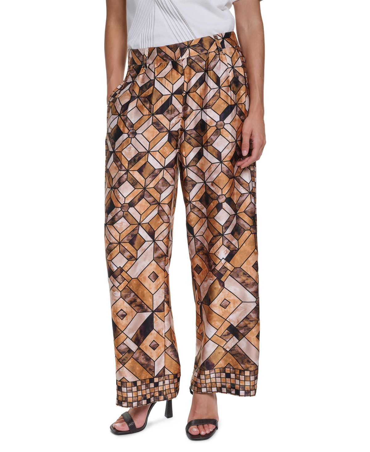 Click here for Karl Lagerfeld Paris Petite Geometric Wide-Leg Mid... prices