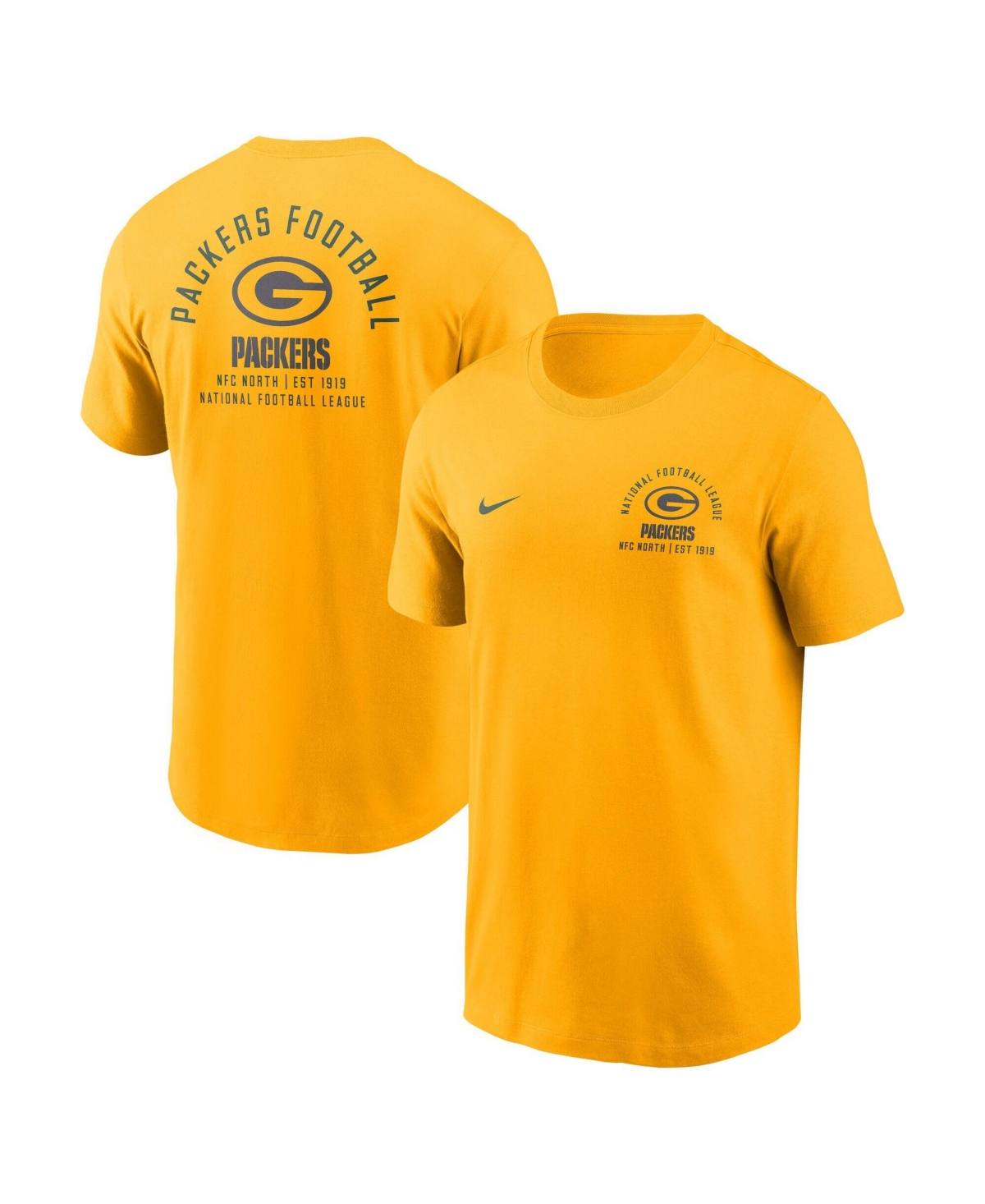Click here for Nike Mens Gold Green Bay Packers Split Logo T-Shir... prices