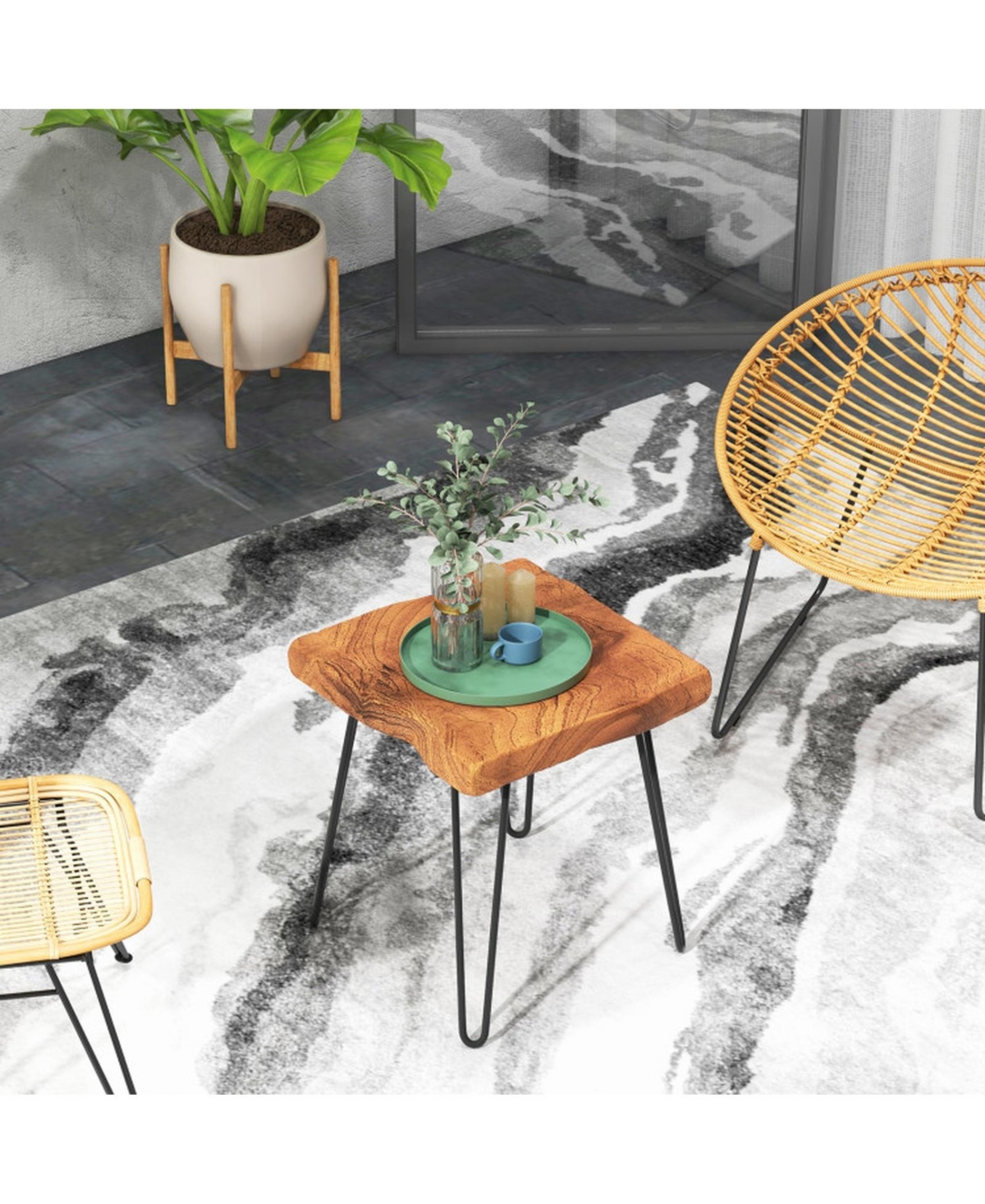 Click here for Gouun Square Teak Wood End Table with Metal Legs... prices