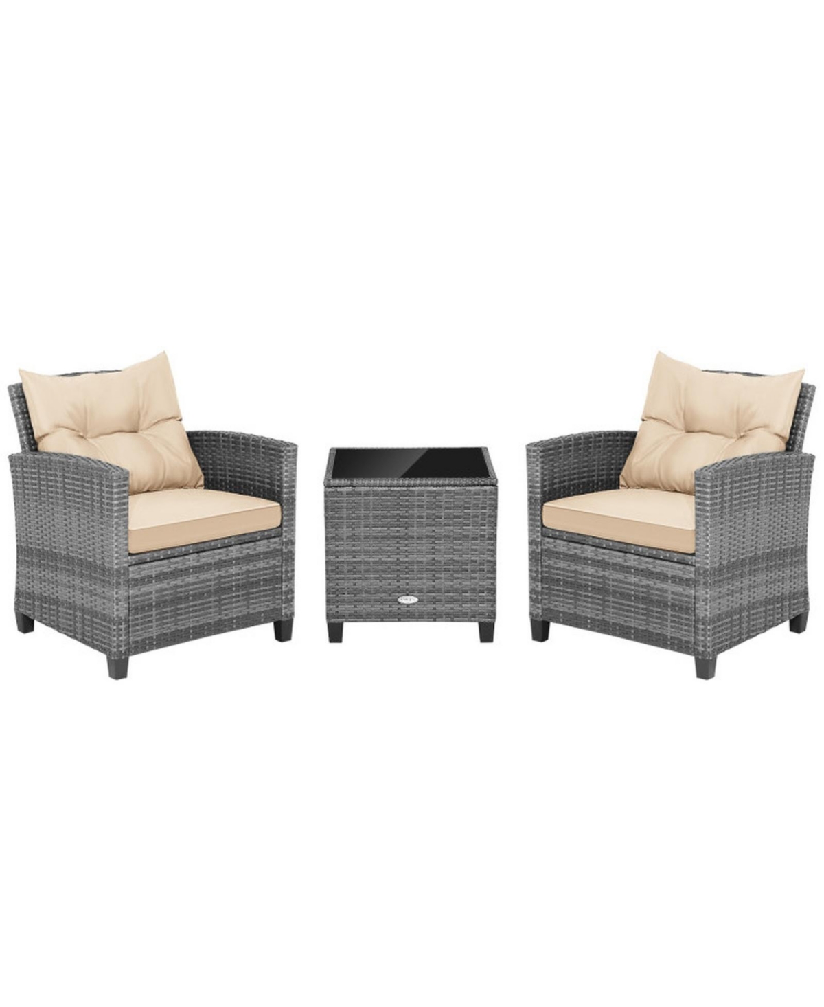 Click here for Gouun 3-Piece Outdoor Wicker Conversation Set with... prices