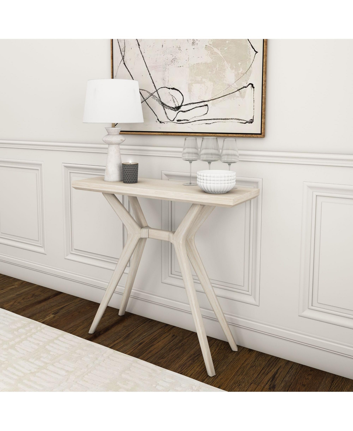 Click here for Plank+Beam Verso Console Table - White sand wirebr... prices