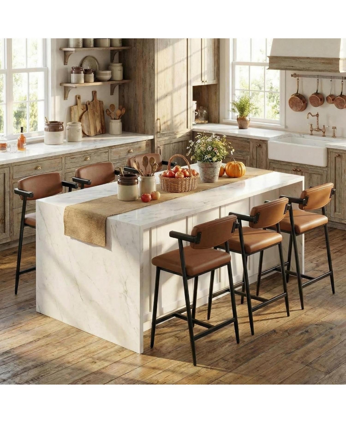 Click here for homfan Set of 6 Faux Leather Counter Height Bar St... prices