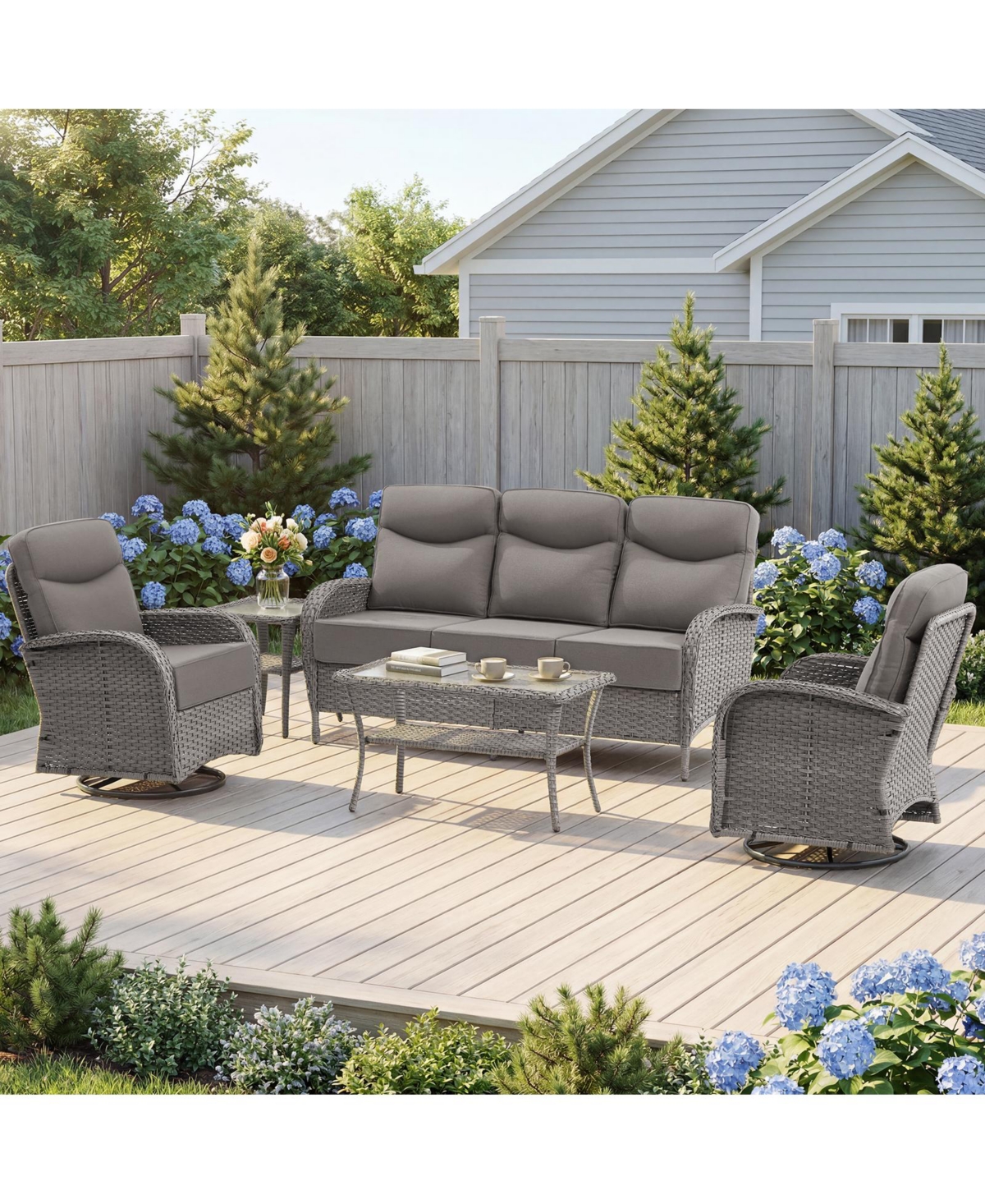 Click here for Pocassy 5-Piece Patio Furniture Pe Wicker Outdoor... prices