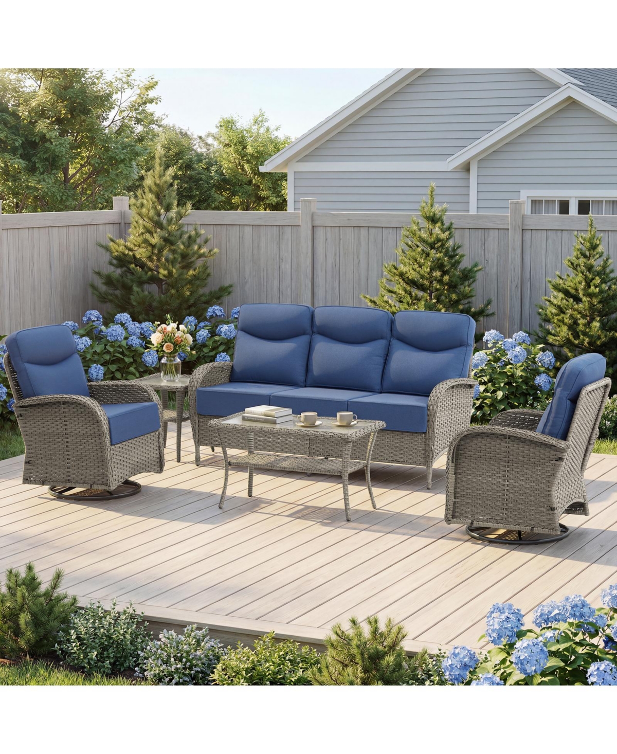 Click here for Pocassy 5-Piece Patio Furniture Pe Wicker Outdoor... prices