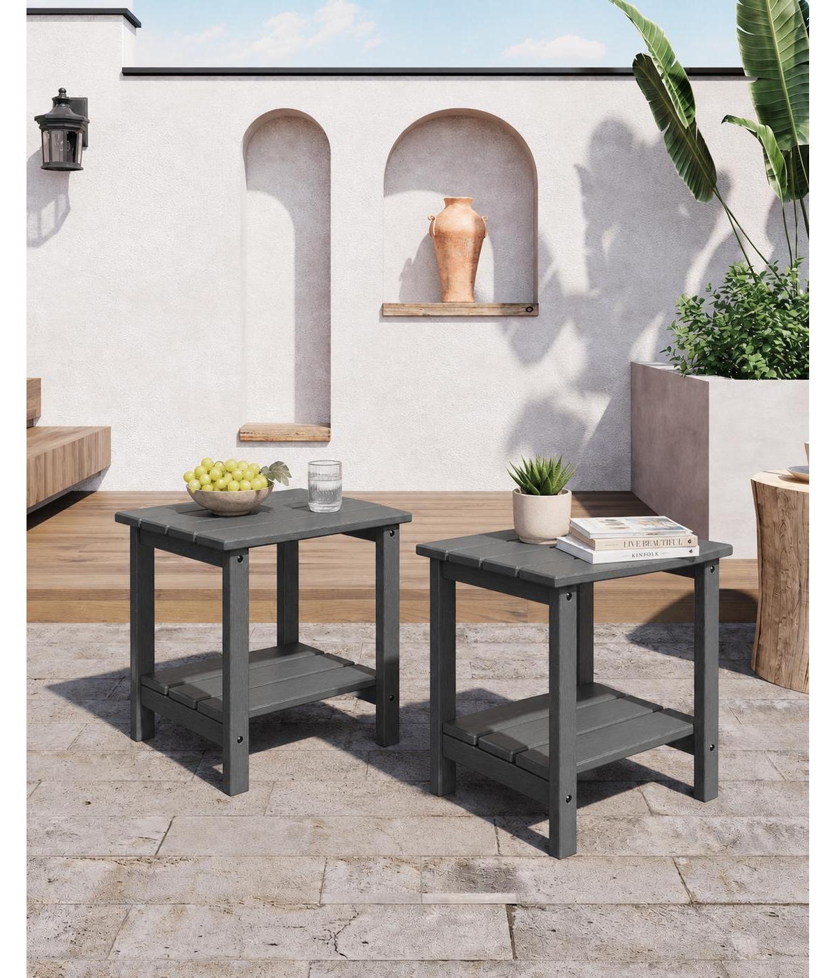 Click here for homfan Hdpe 2-Tier Outdoor Side Table - All-Weathe... prices