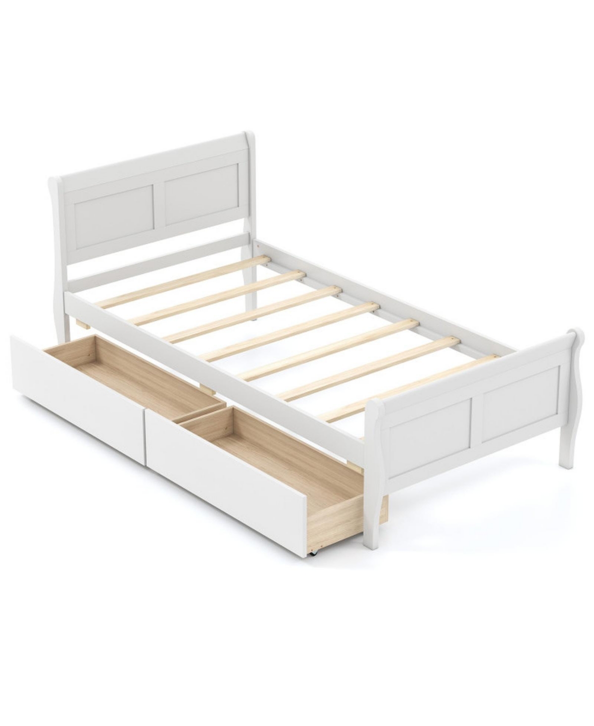 Click here for Sugift Twin Size Sleigh Wood Platform Bed with 2 R... prices