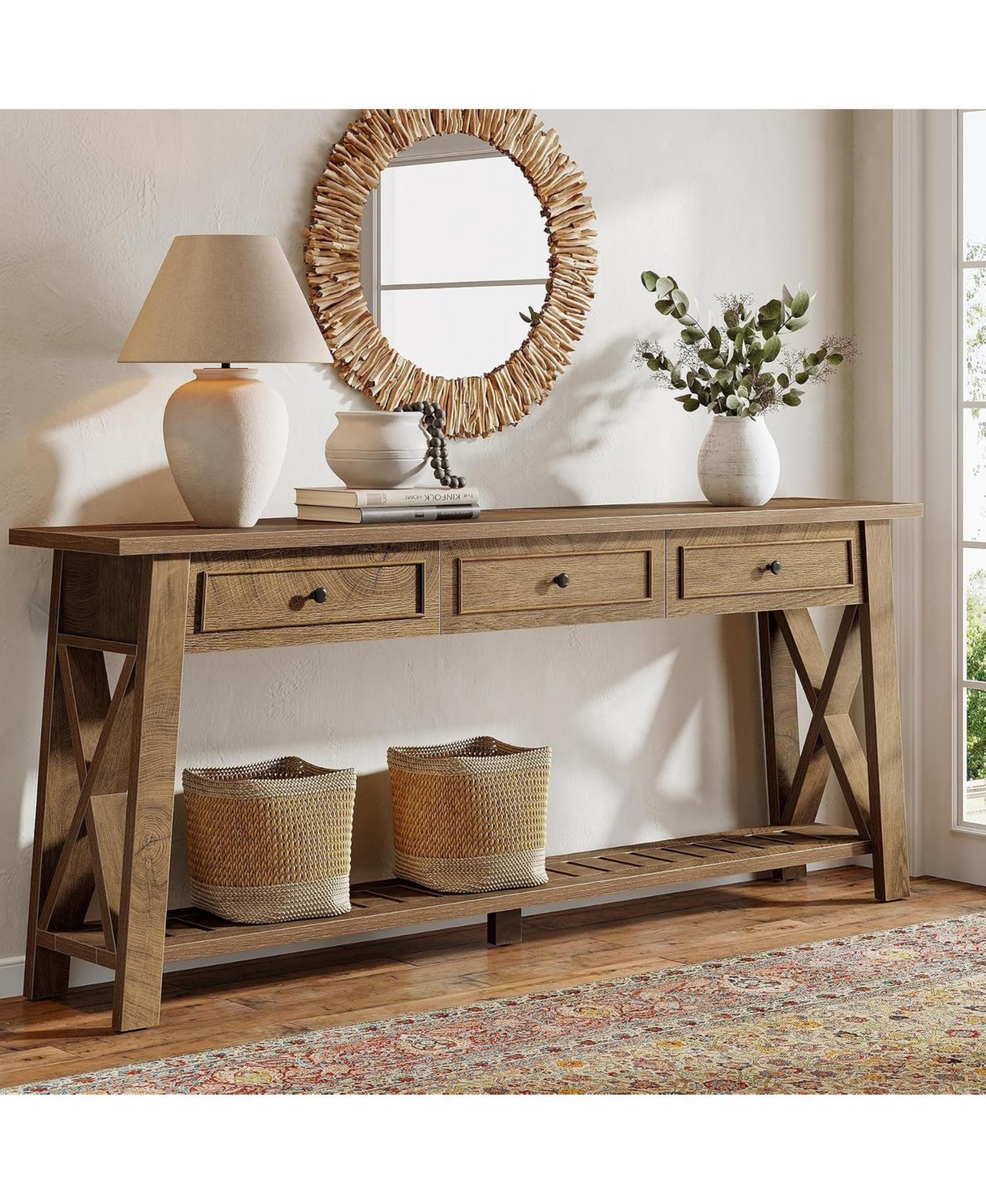 Click here for Tribesigns 70.87 Console Table with 3 Drawers and... prices