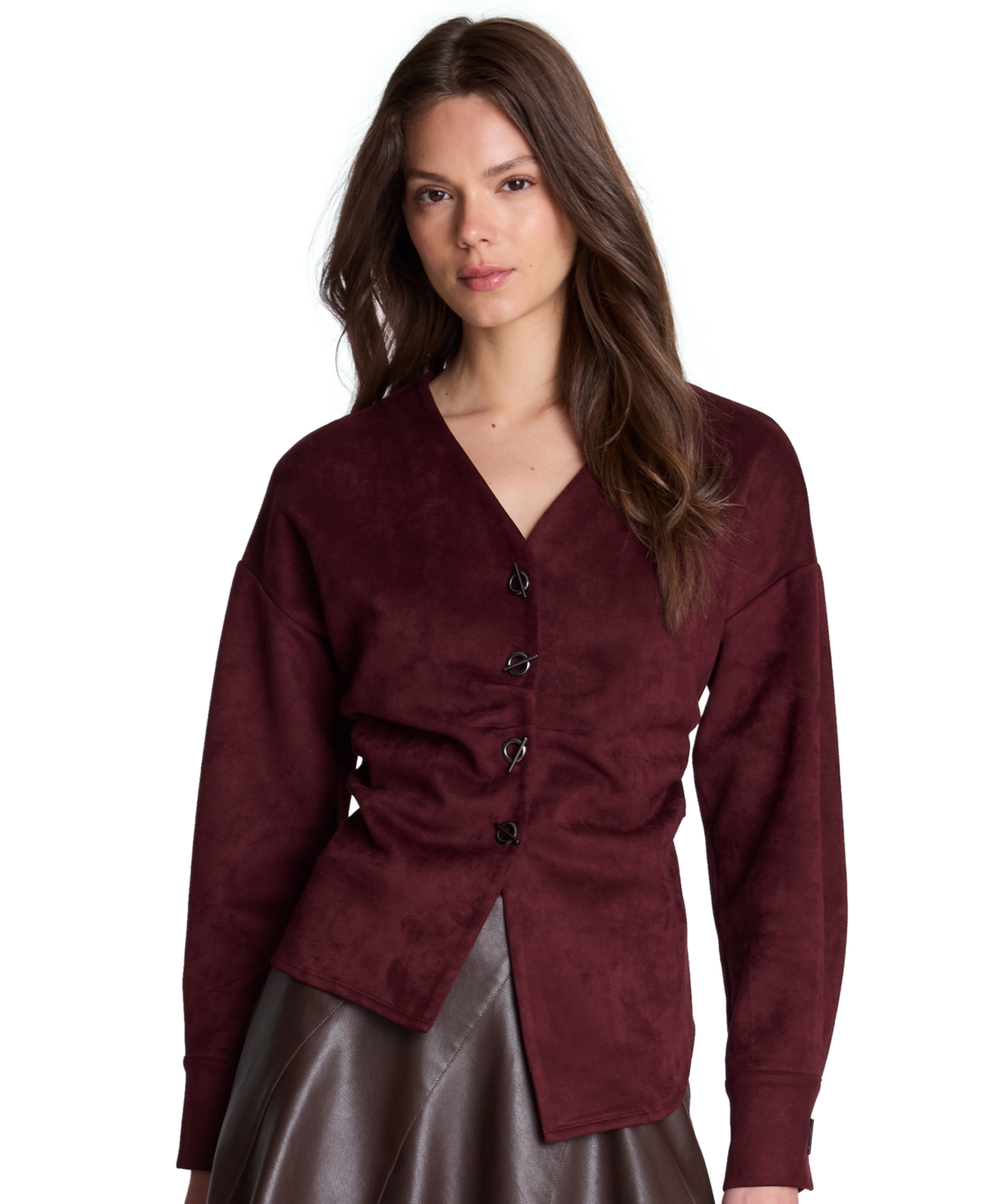 Click here for Kenneth Cole Womens Long-Sleeve V-Neck Asymmetrica... prices