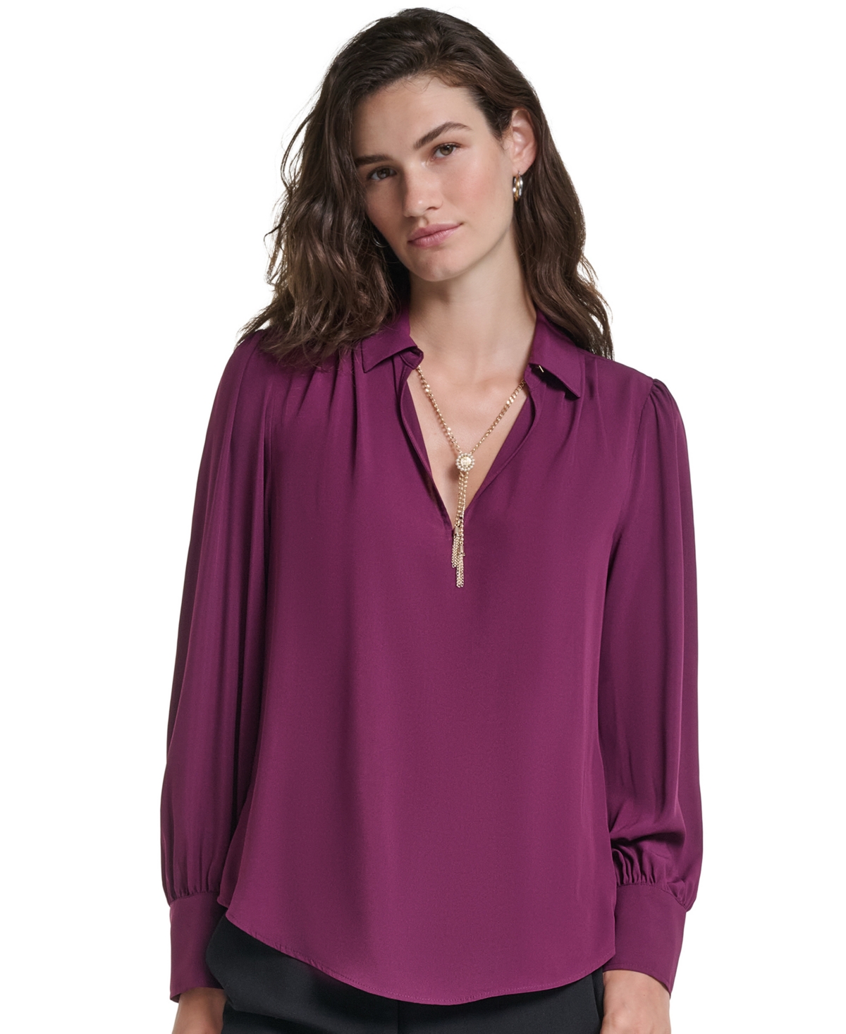 Click here for Karl Lagerfeld Paris Petite Long-Sleeve Collared B... prices