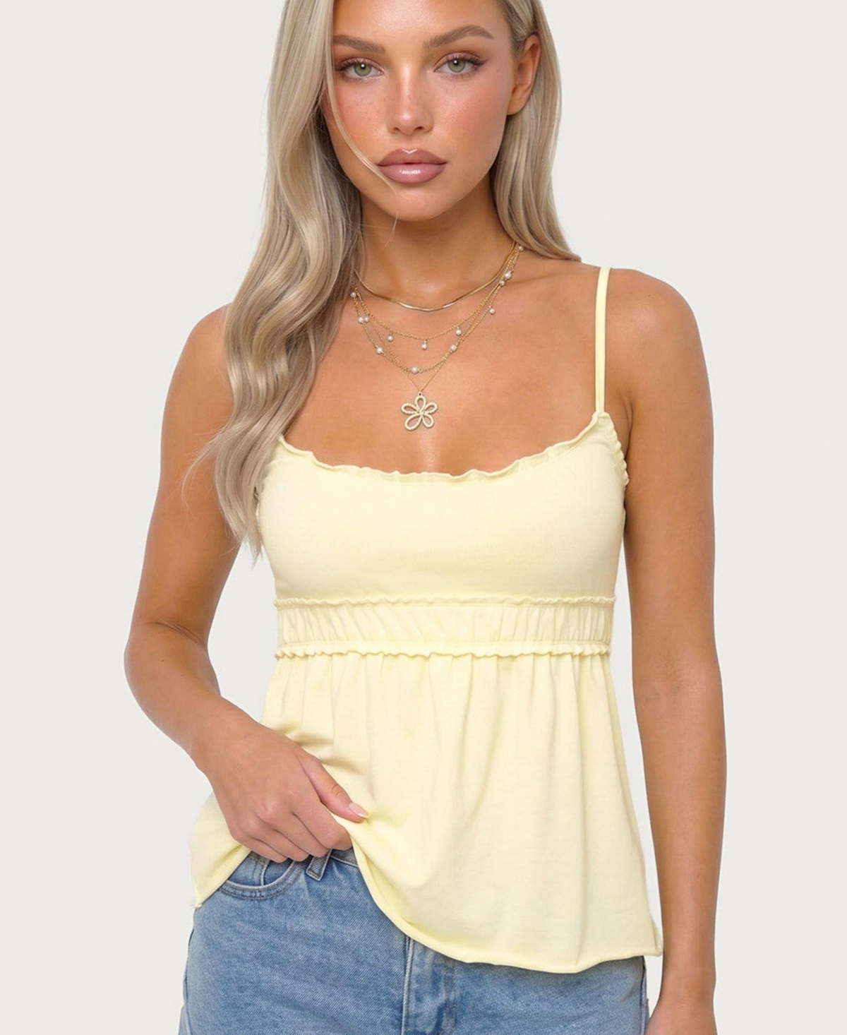Click here for Edikted Womens Zepher Scoop Neck Lettuce-Edge Cott... prices