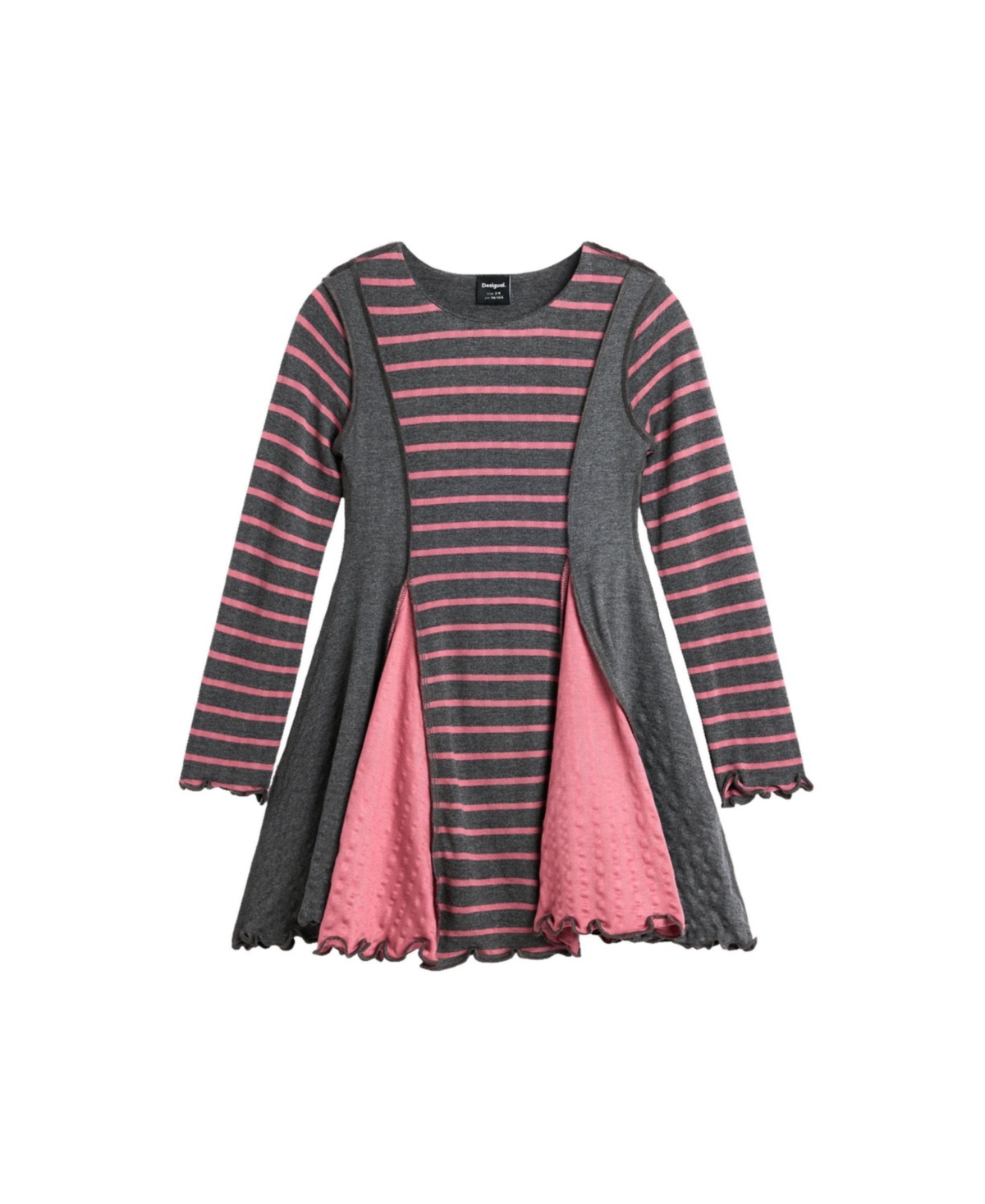 Click here for Desigual Girlss Striped A-line dress - Gray prices